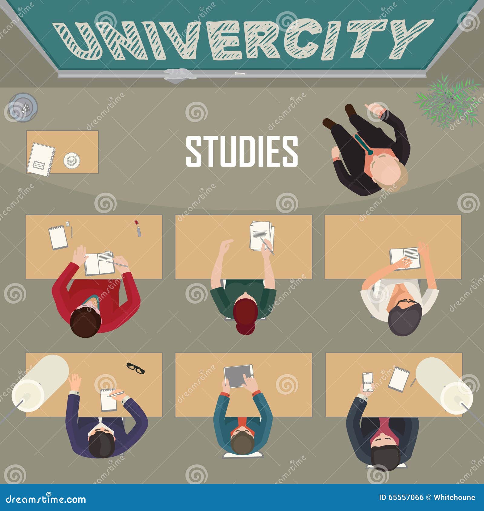 Class room top view stock vector. Illustration of auditorium - 65557066