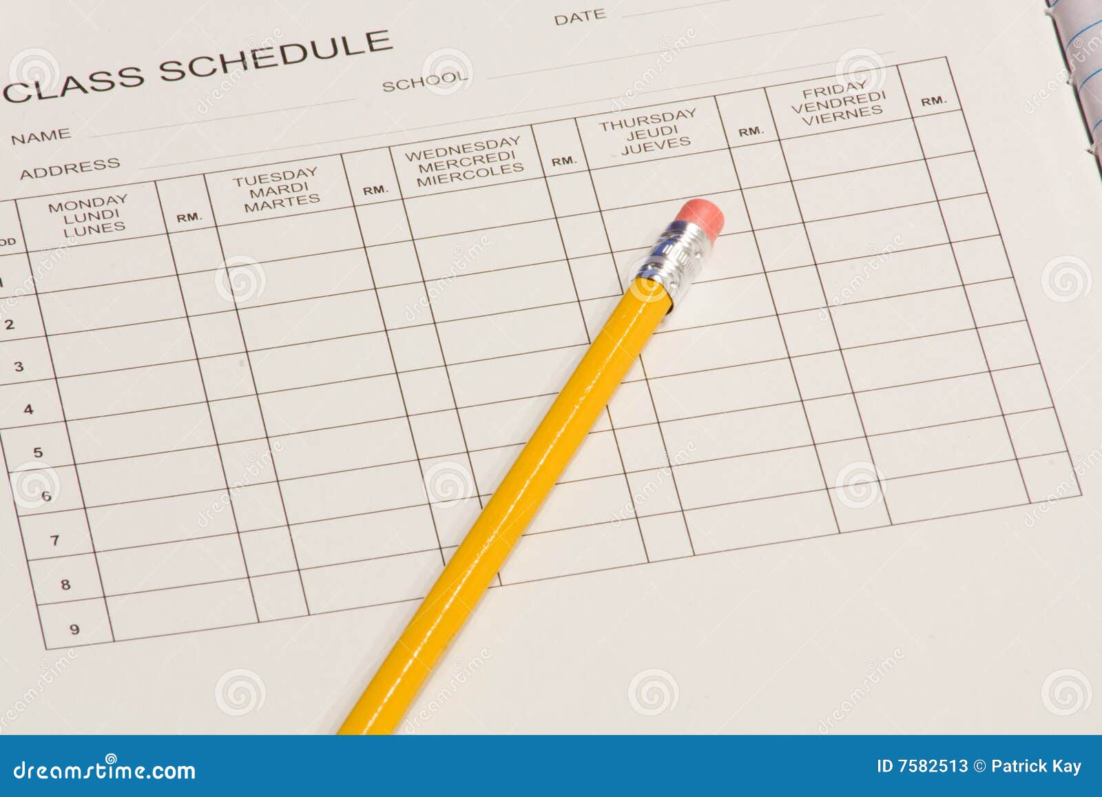 Class schedule stock image. Image of class, schedule, school - 7582513