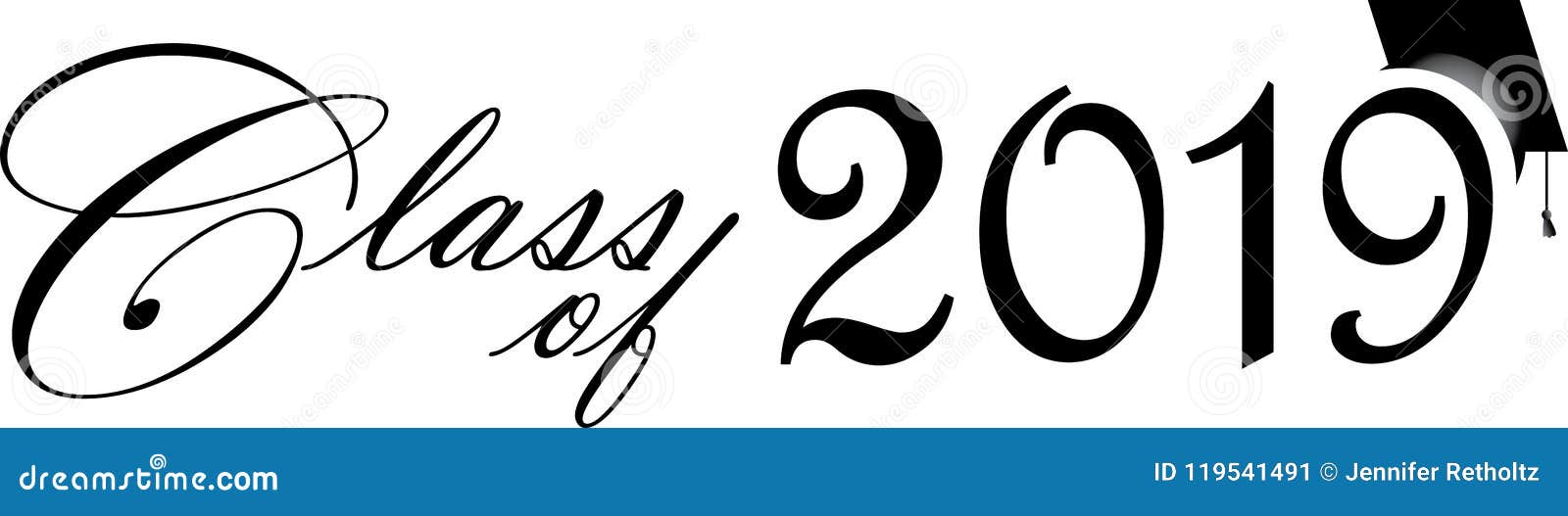 Class of 2019 Script with Cap Stock Illustration - Illustration of ...