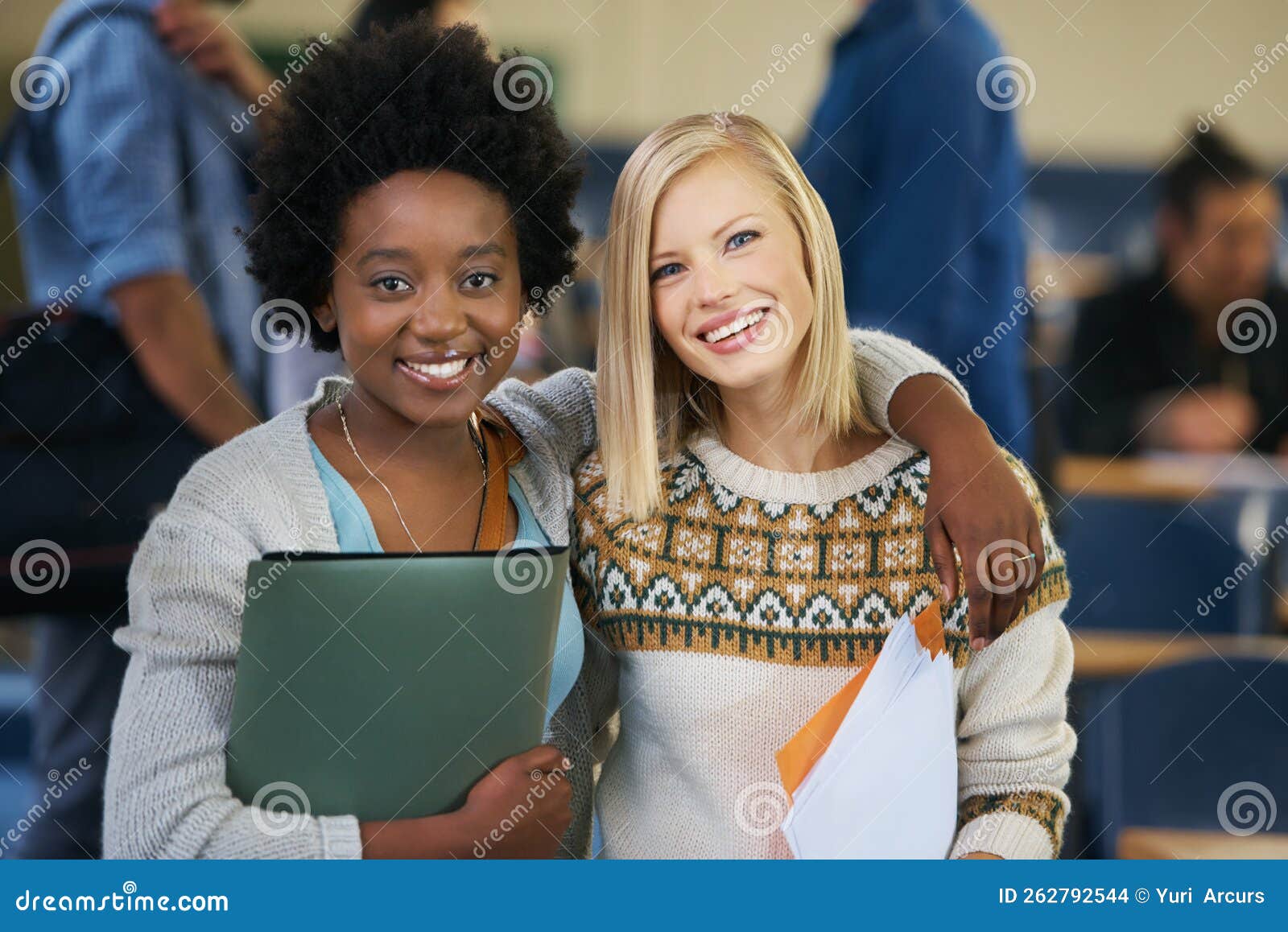 Class is in Session. Portrait of Two University Students Standing ...