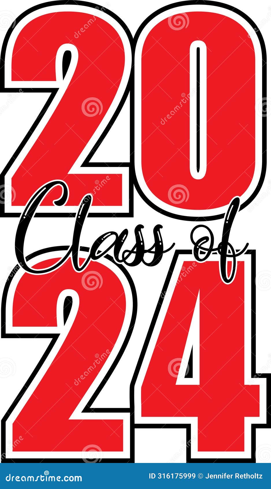 Class of 2024 stacked red stock illustration. Illustration of senior ...