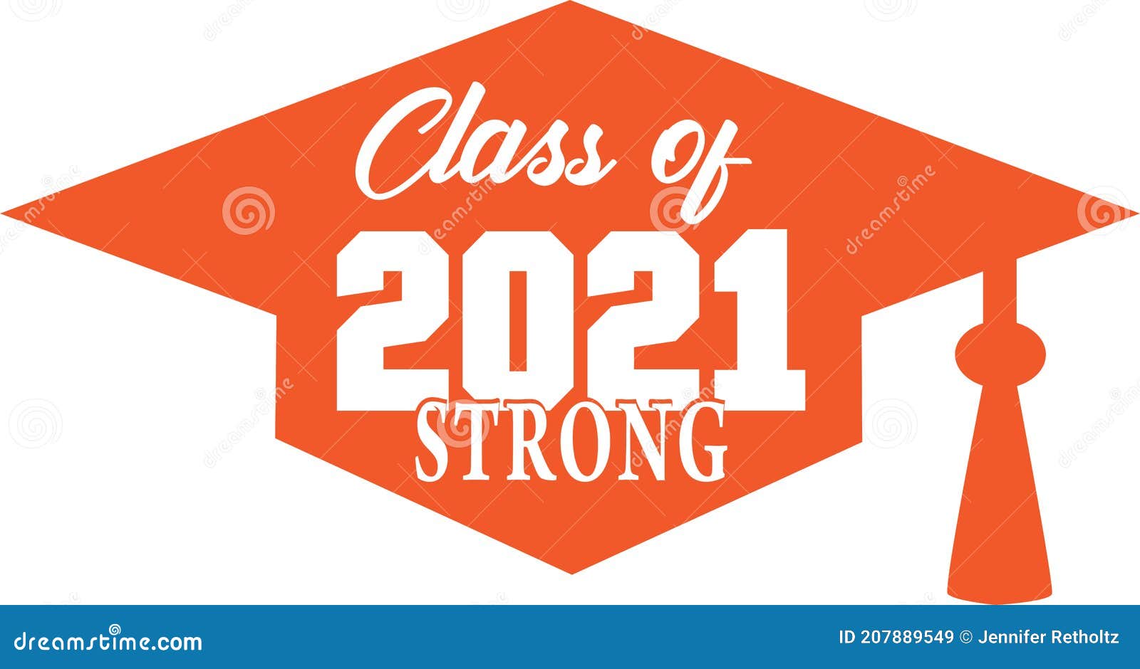 Class of 2021 STRONG Orange Graduation Cap Stock Illustration ...