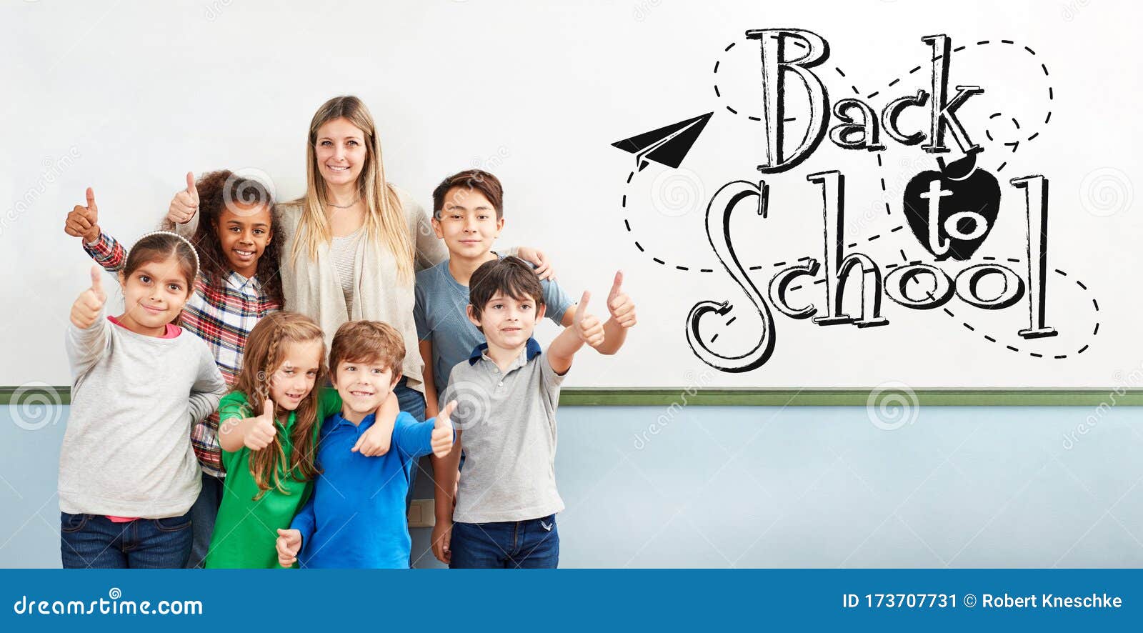 Class Student with Back To School Text on Blackboard Stock Image ...