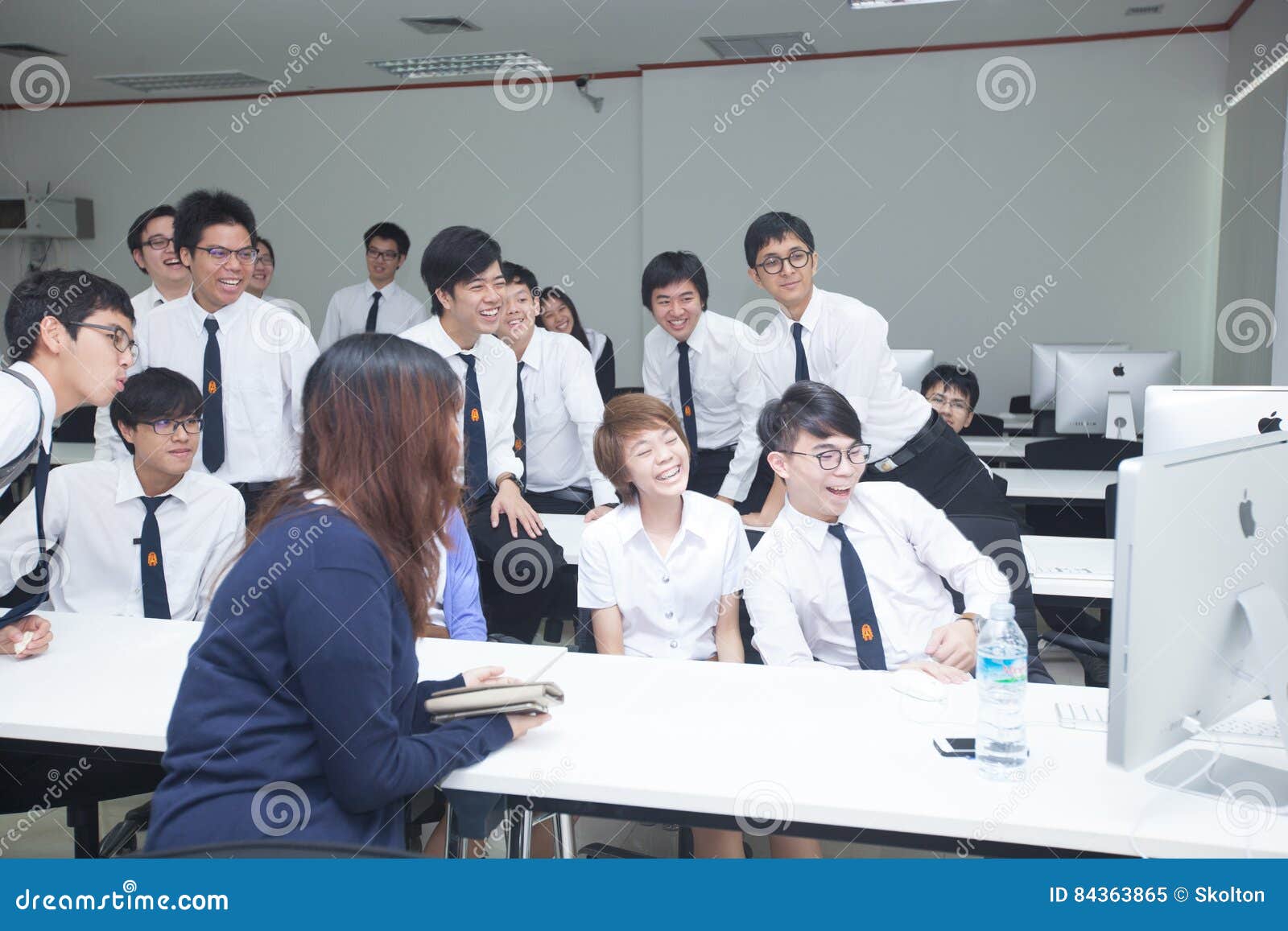 A Class of Students in Front of Their Screens Study Computer Science ...