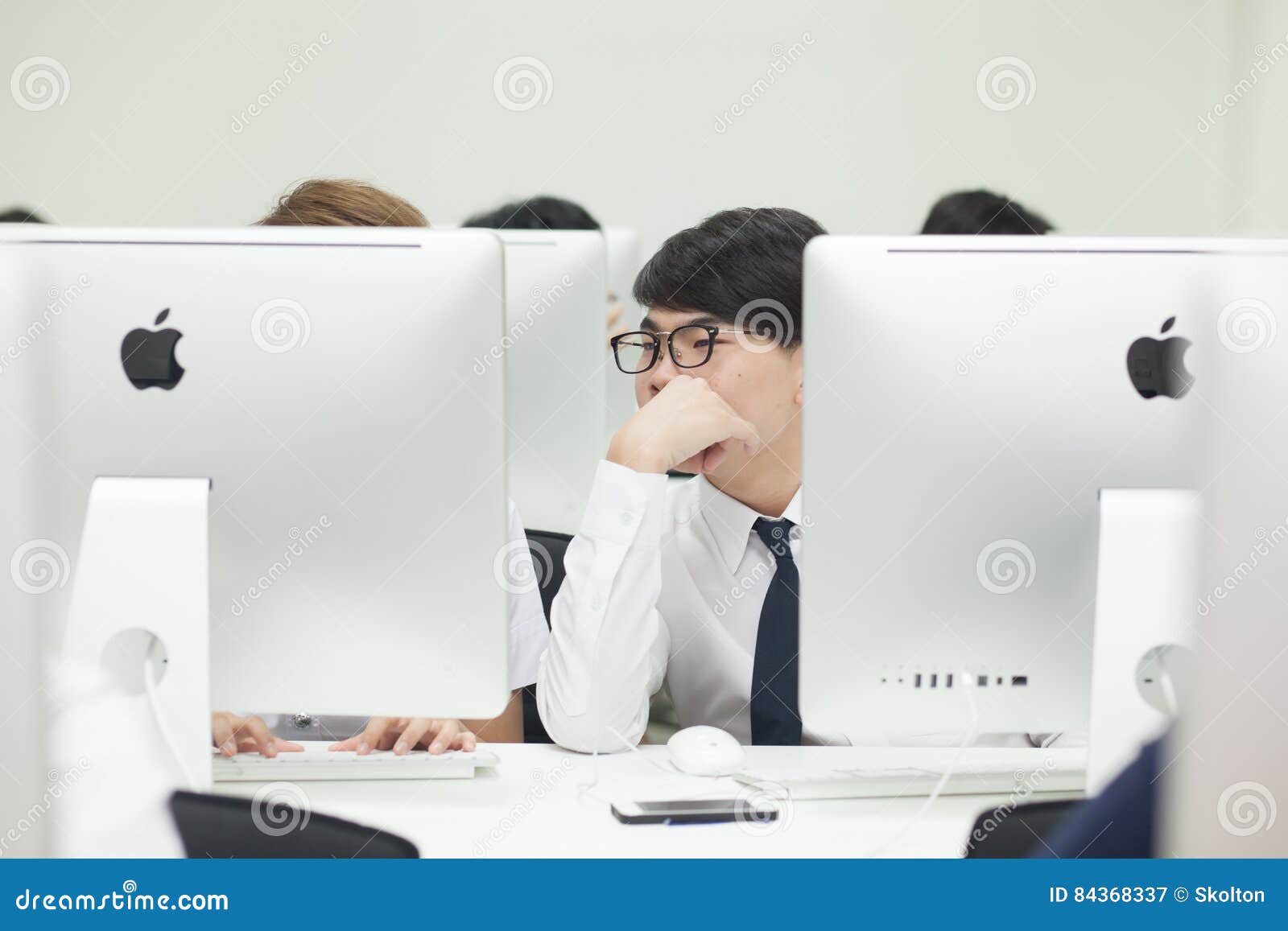 A Class of Students in Front of Their Screens Study Computer Science ...