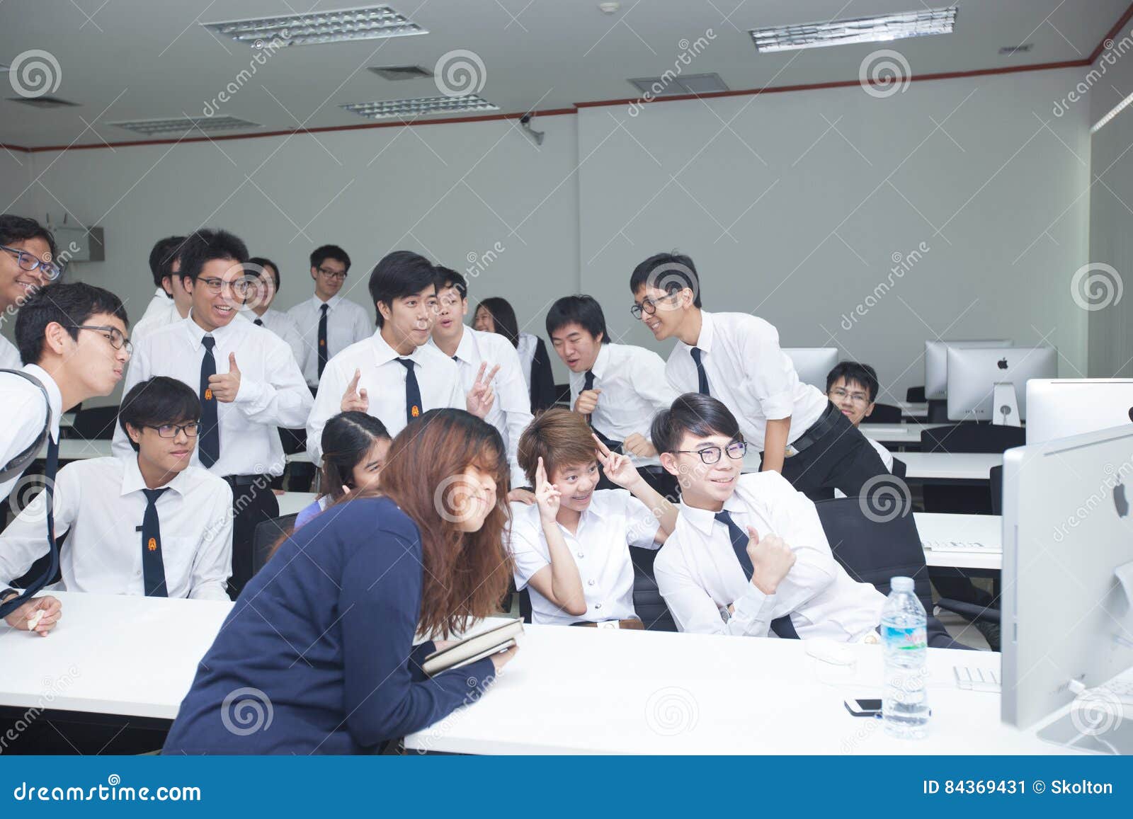 A Class of Students in Front of Their Screens Study Computer Science ...