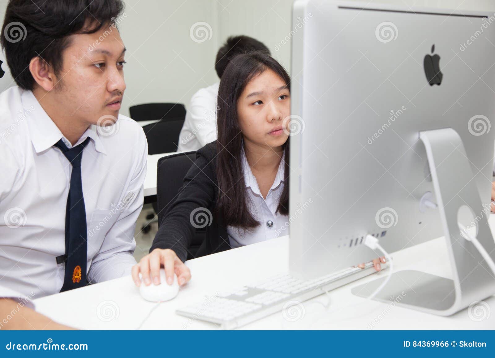 A Class of Students in Front of Their Screens Study Computer Science ...