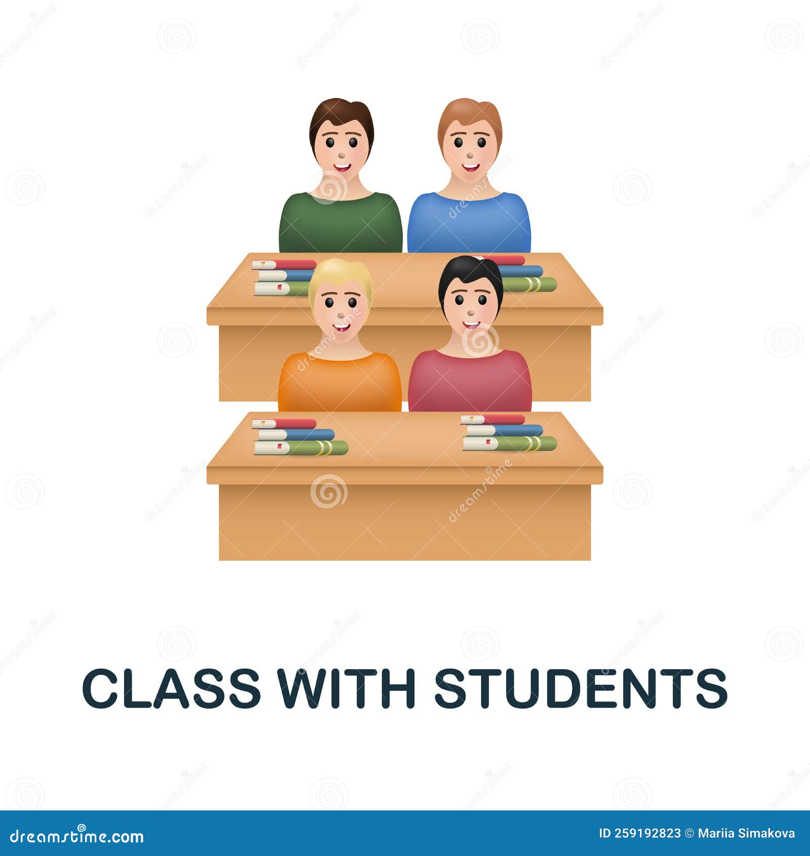 Class with Students Icon. 3d Illustration from Back To School ...