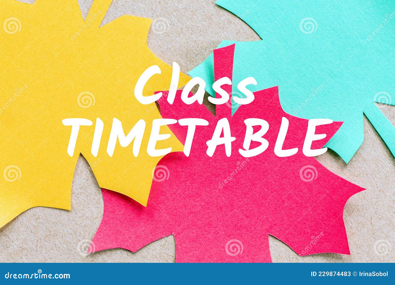 Class Timetable on Colored Paper Autumn Leaves Background Stock Image ...