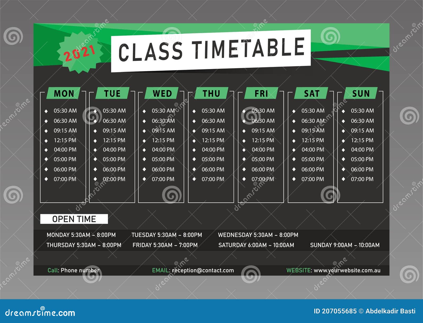 Class Timetable Design Template Stock Vector - Illustration of planner ...