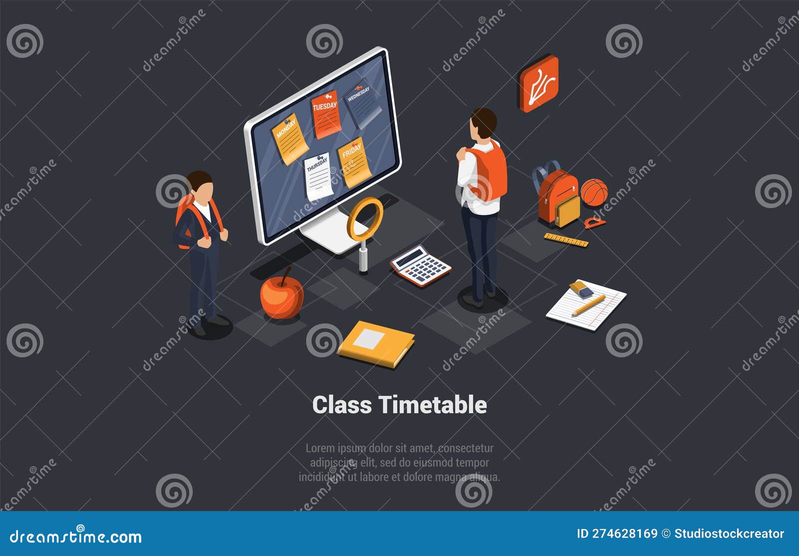 Class Timetable. Education Digital Calendar and Online Learning Concept ...
