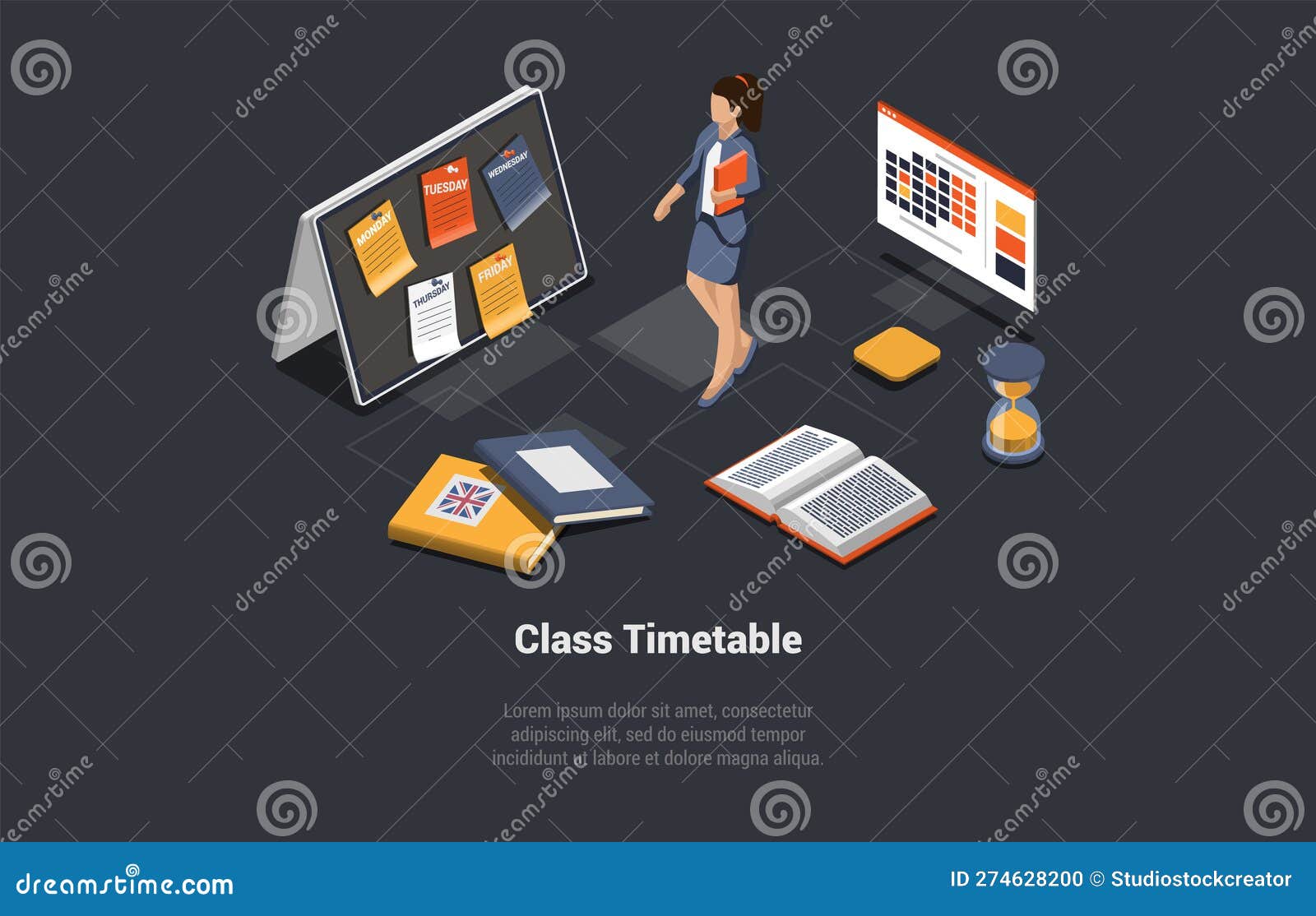 Class Timetable, Education Digital Calendar and Online Learning Concept ...