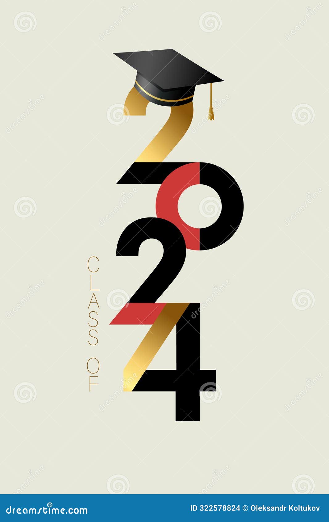 Class of 2024 Typography Logo Design Concept with Graduation Cap Stock ...