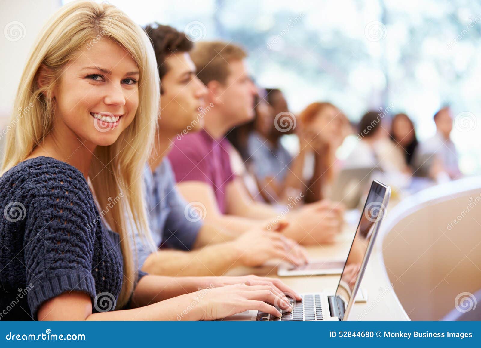 Class of University Students Using Laptops in Lecture Stock Photo ...