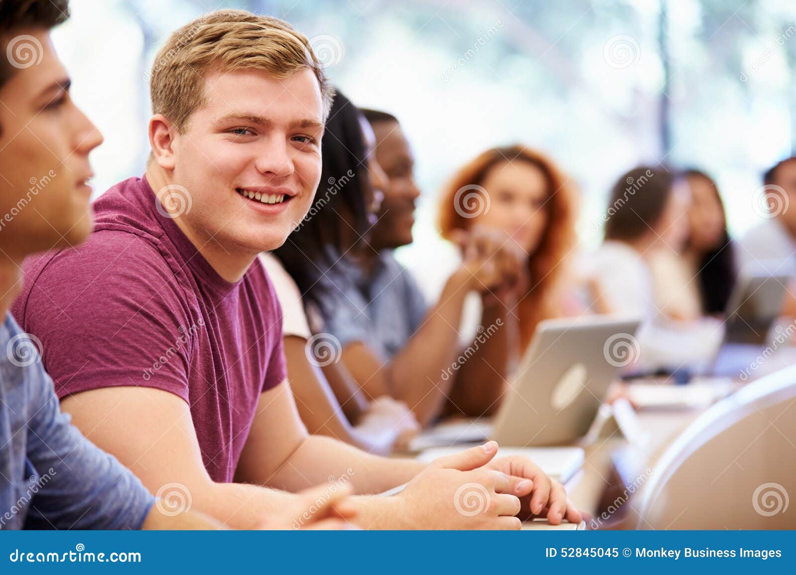Class of University Students Using Laptops in Lecture Stock Image ...