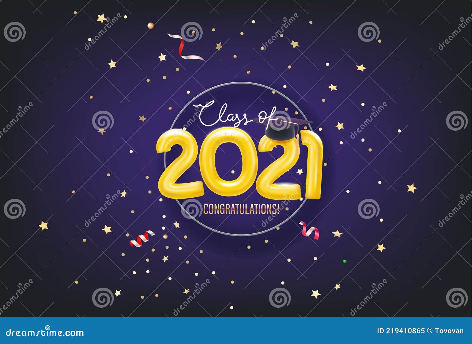 Class of 2021 Vector Card with Confetti Stock Vector - Illustration of ...