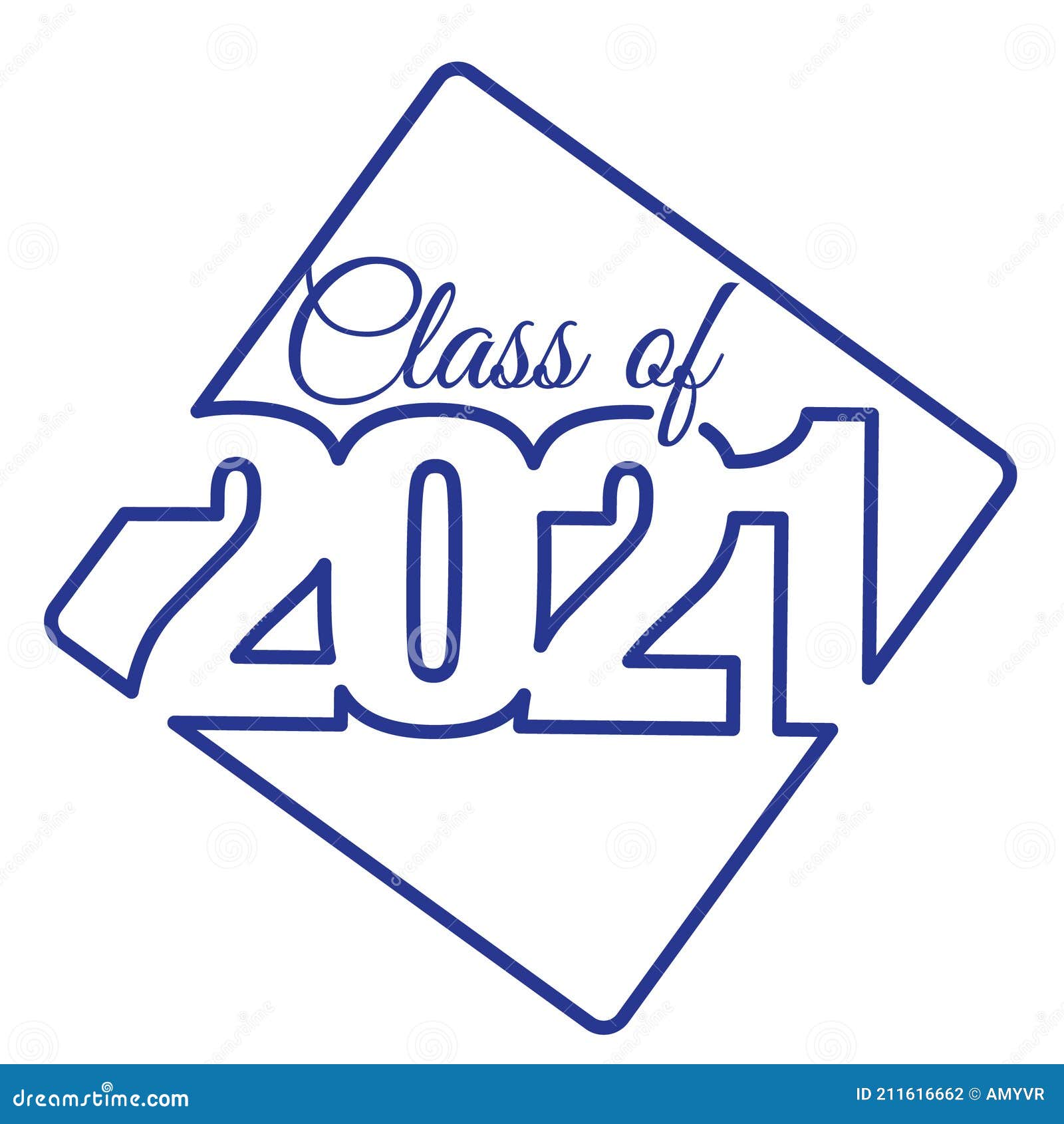 Class of 2021 Written on Graduation Cap Stock Vector - Illustration of ...
