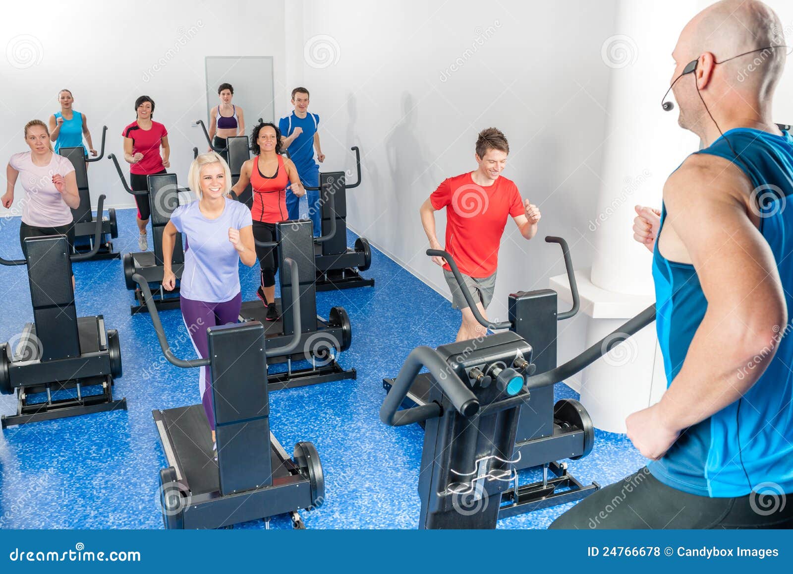 Class of Young Adults with Fitness Trainer Stock Photo - Image of ...