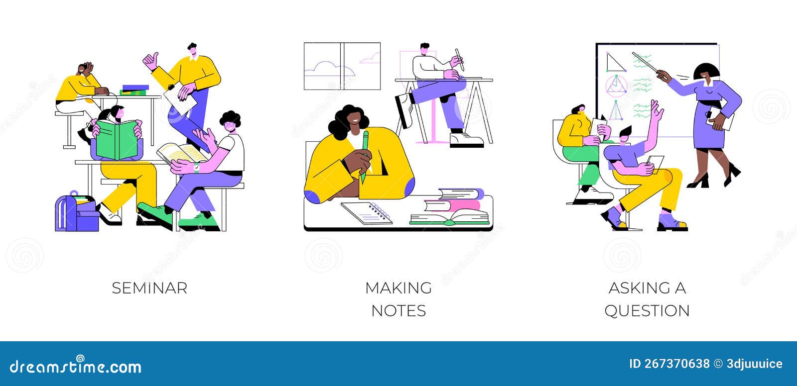 Classes in a College Isolated Cartoon Vector Illustrations. Stock ...