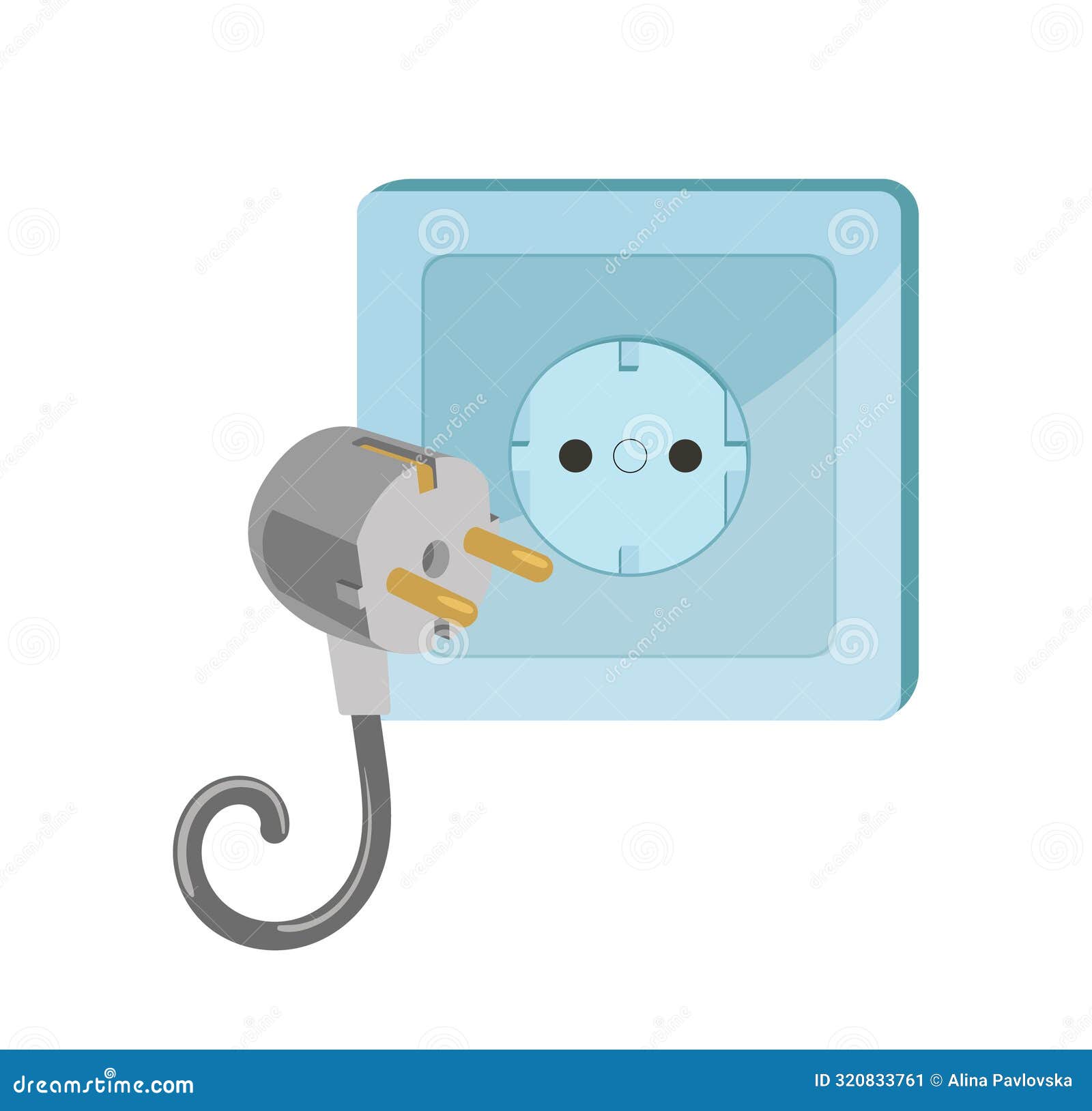 Classic AC Power Plug and Socket Outlet Cartoon Vector Illustration ...
