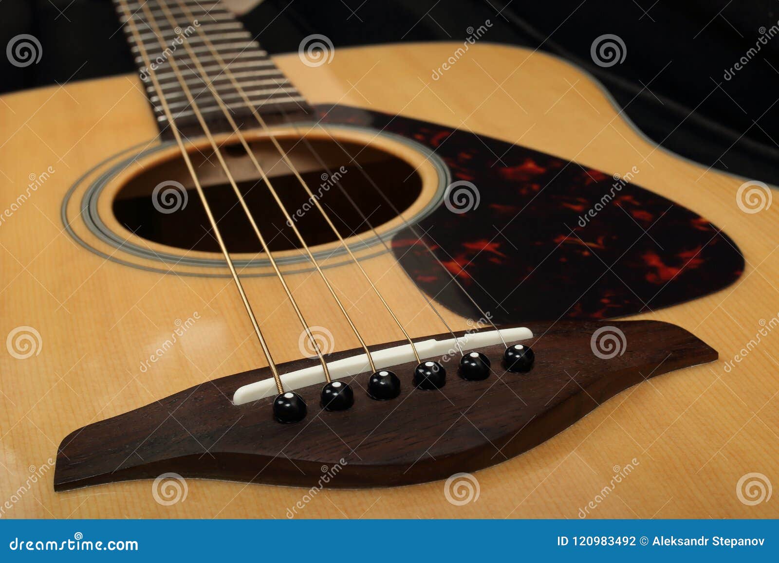 Classic Acoustic Guitar Close-up Stock Photo - Image of neck ...