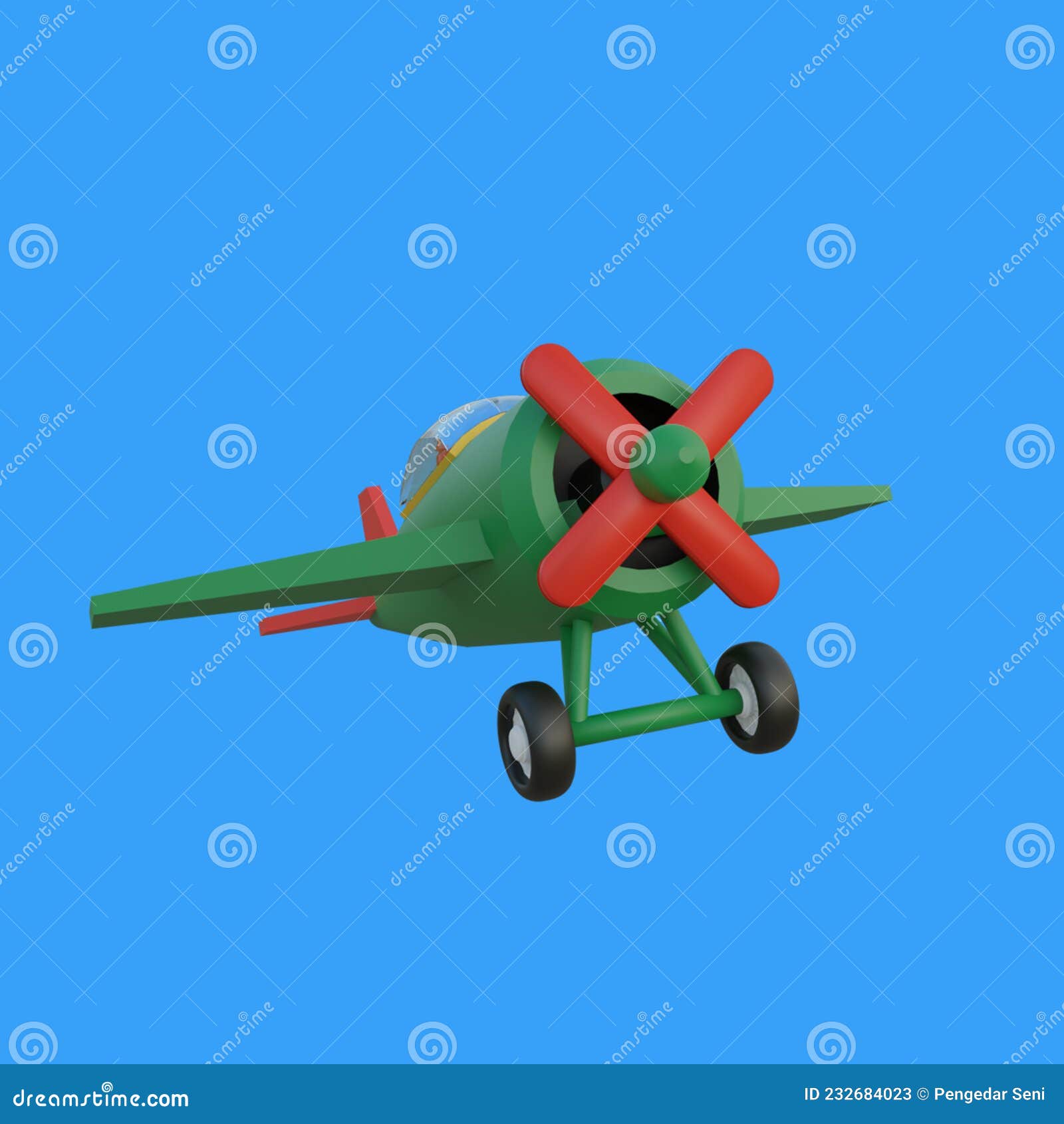 Classic Airplane in Flight 3d Object Stock Illustration - Illustration ...