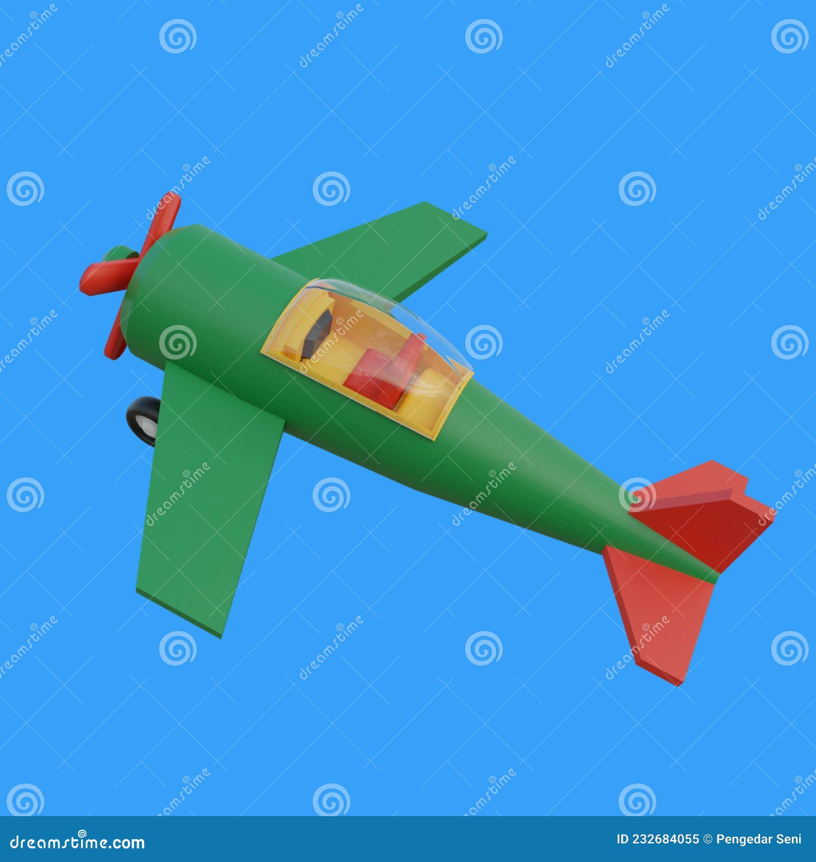 Classic Airplane View from Above 3d Object Stock Illustration ...