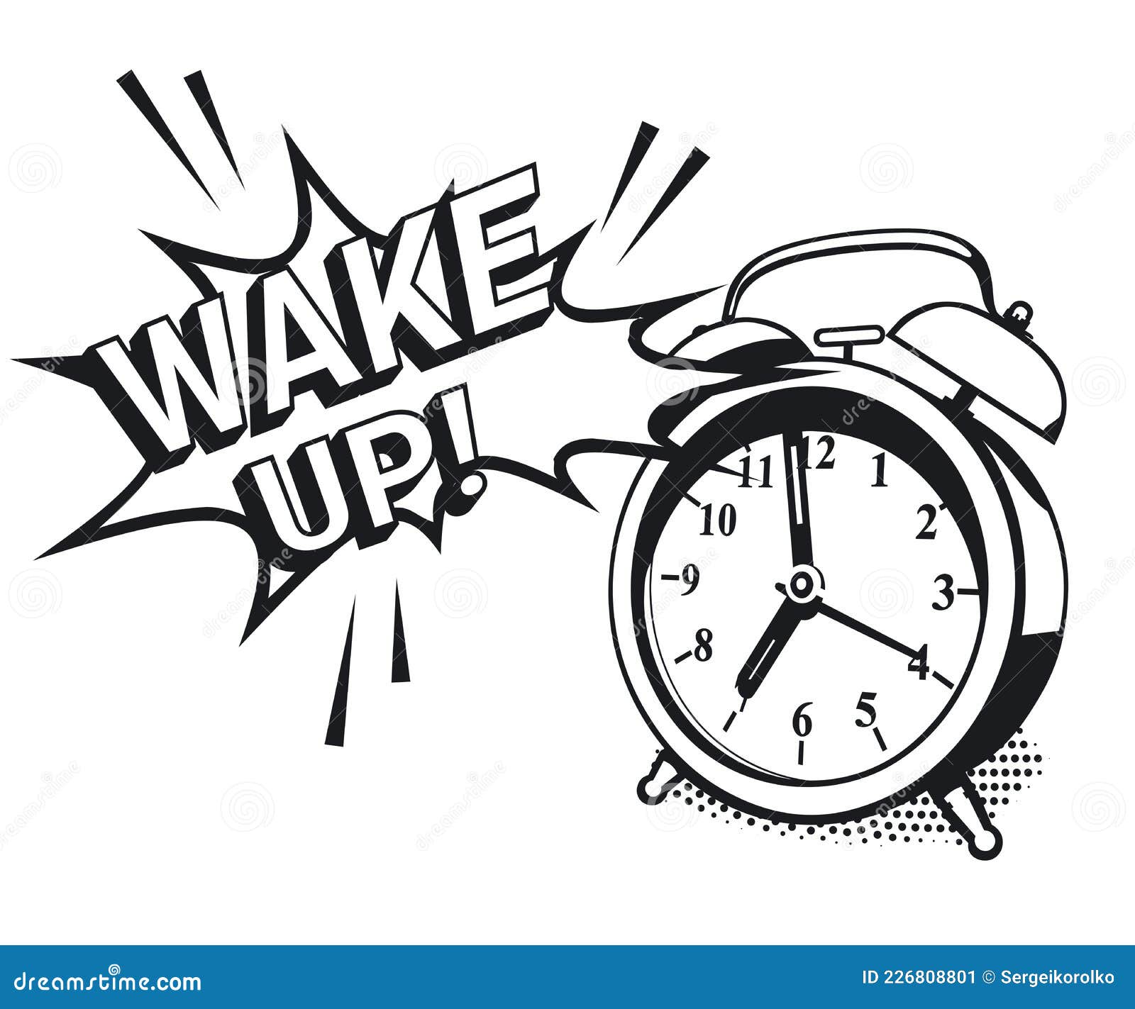Classic Alarm Clock and Expression with WAKE UP Text. Vector ...