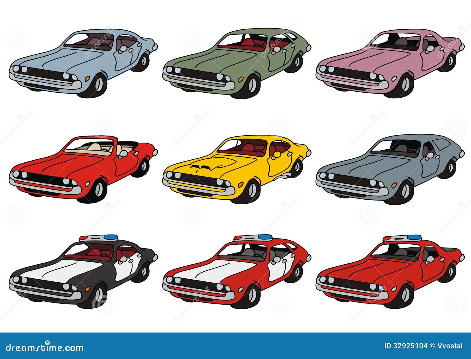 Classic american cars stock vector. Illustration of cabriolet - 32925104