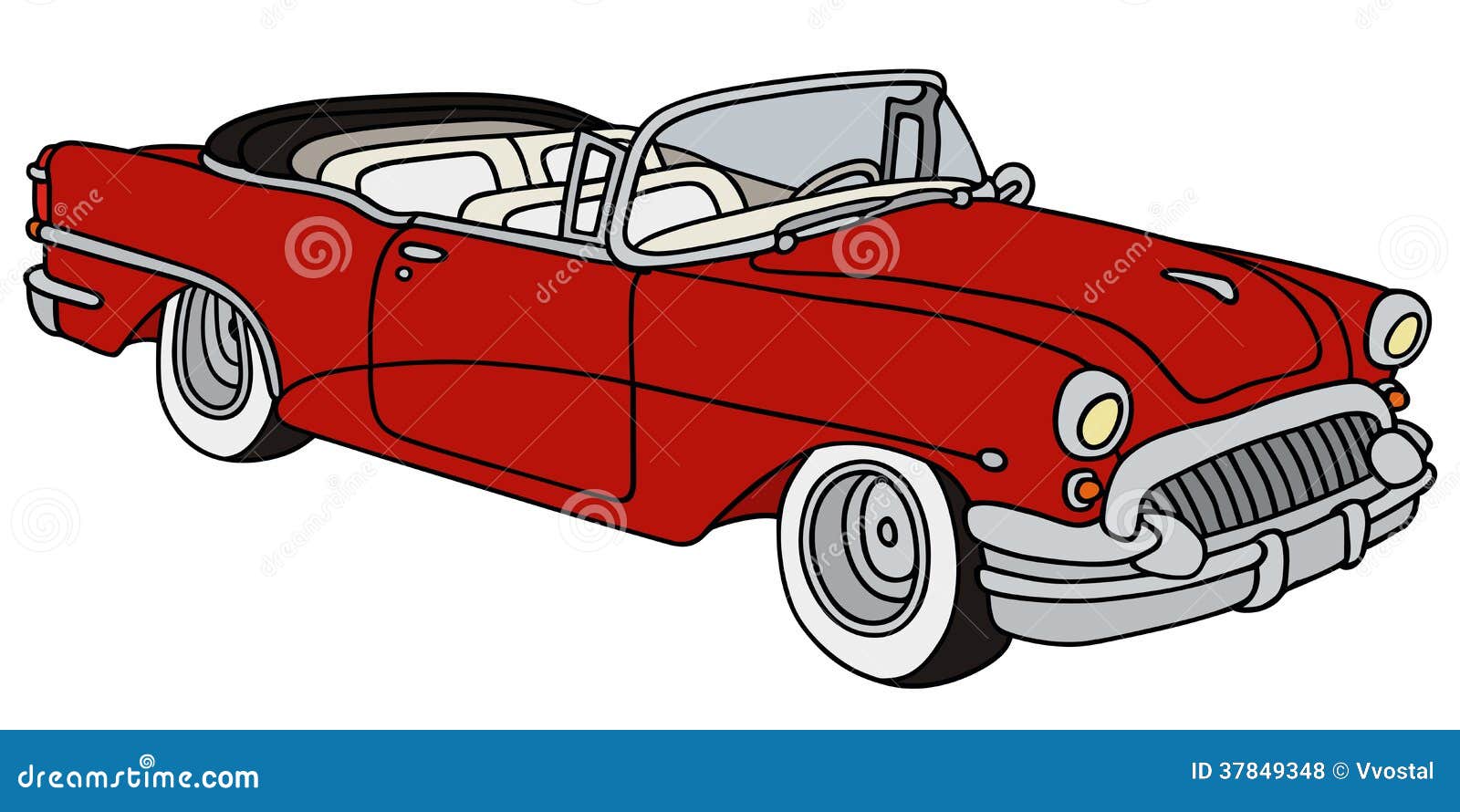 Classic American Convertible Stock Illustration - Illustration of ...