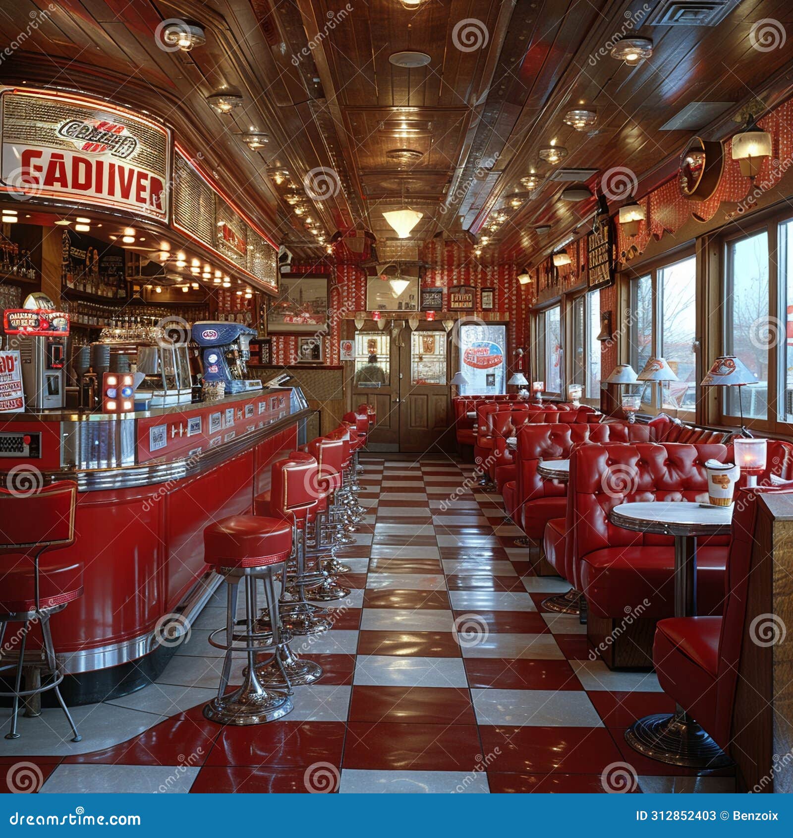 Classic American Diner with Red Leather Booths and a Jukebox Stock ...