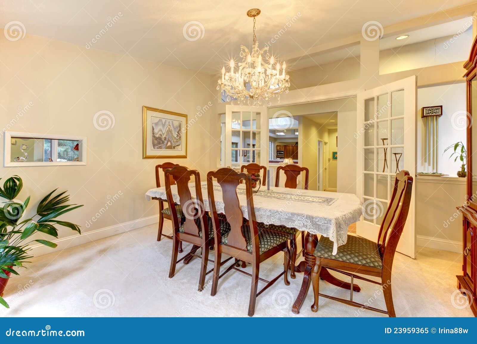 Classic American Dining Room Interior. Stock Image - Image of arranged ...