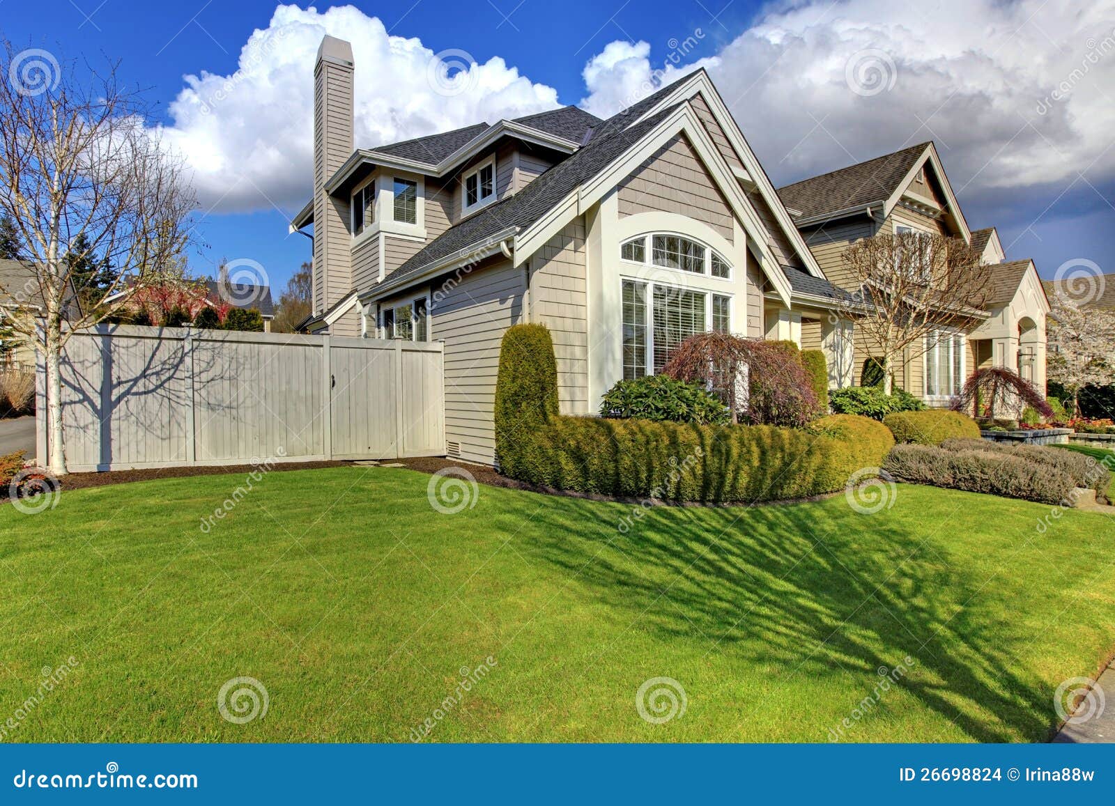 Classic American House during Spring. Stock Photo - Image of front ...