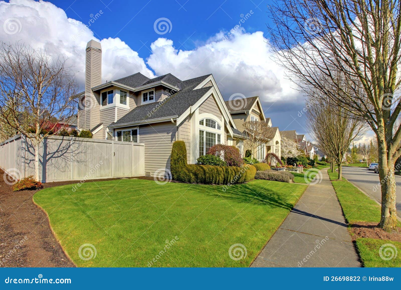 Classic American House and Street Stock Photo - Image of modern, estate ...
