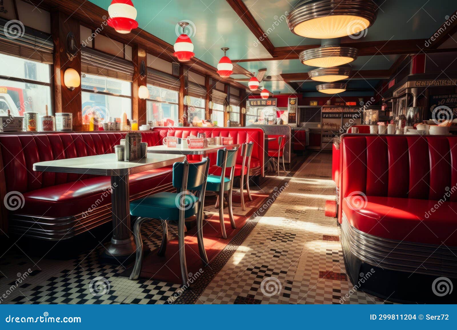 Classic American Retro Cafe Stock Photo - Image of chair, america ...