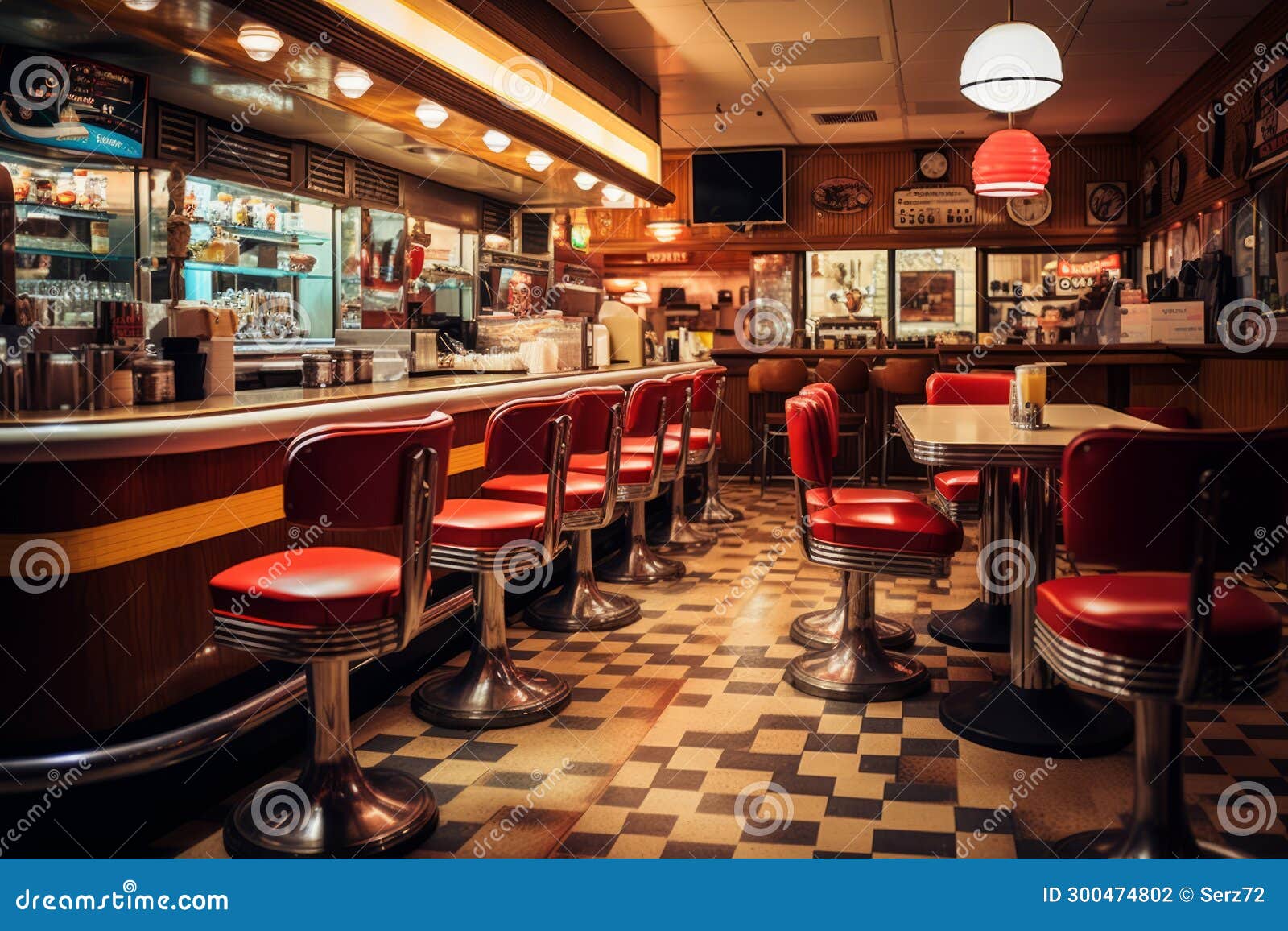 Classic American Retro Cafe Stock Illustration - Illustration of ...