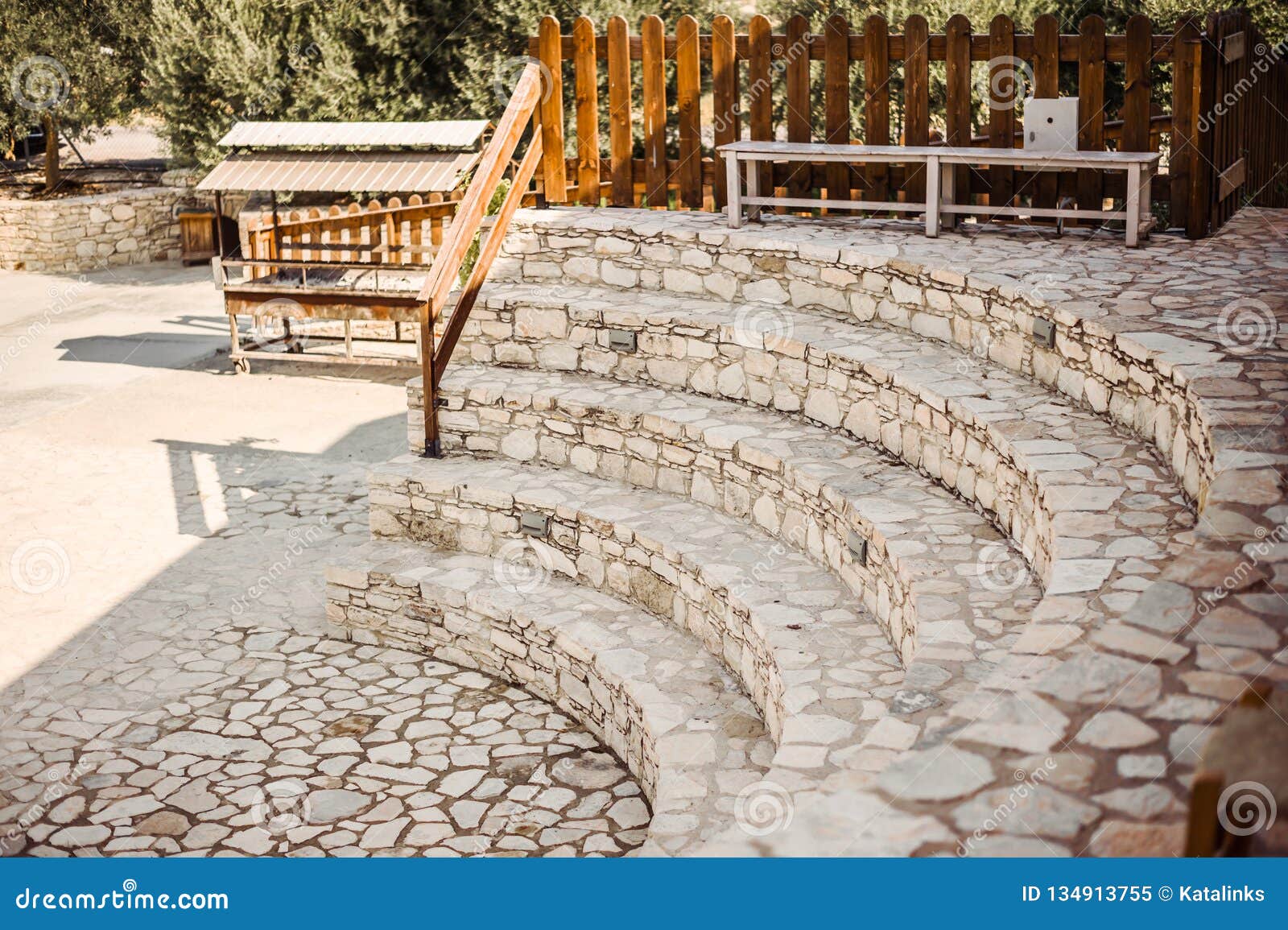 Ancient Amphitheater in a City with Stone Steps Stock Image - Image of ...