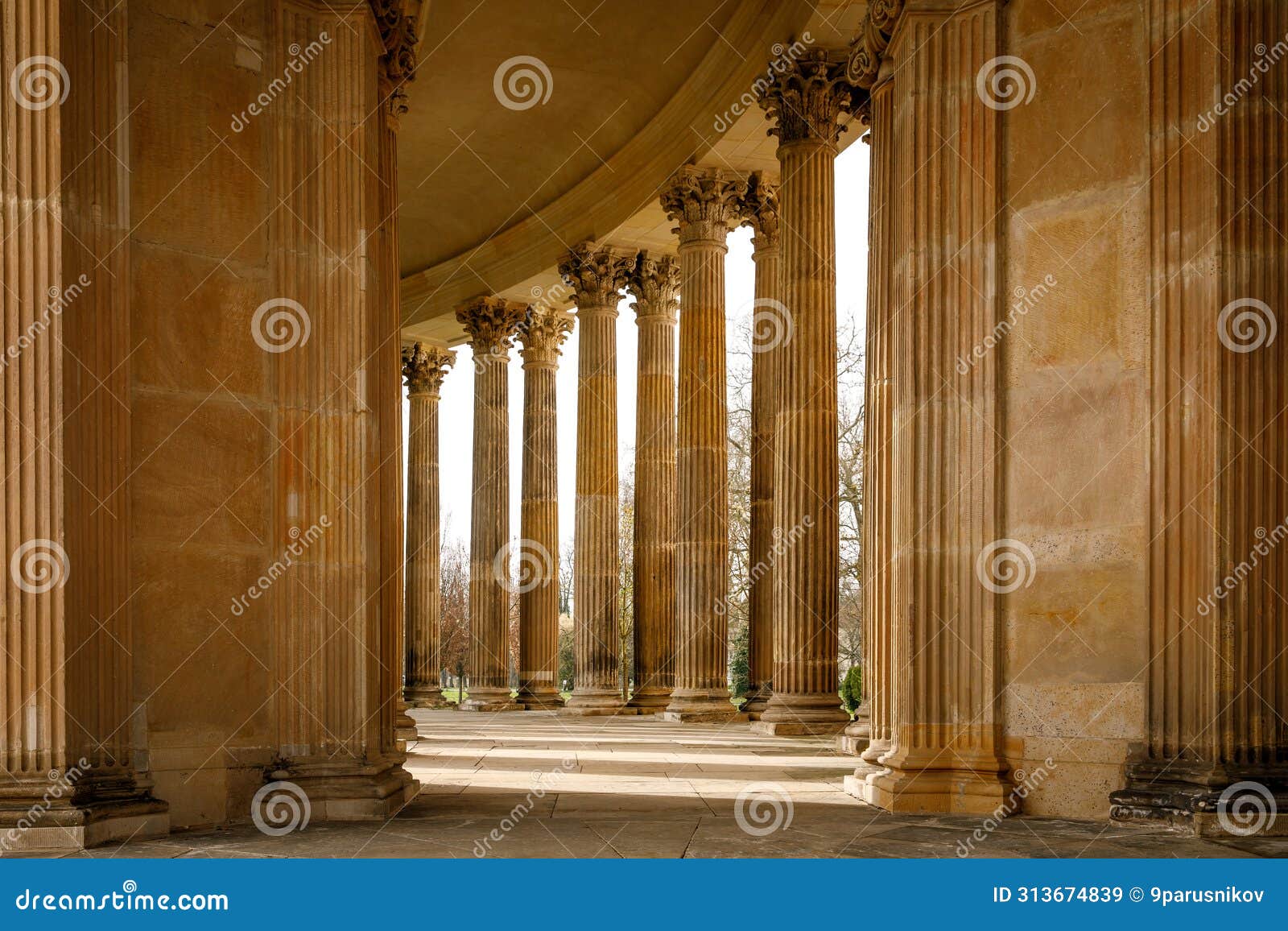 Classic Ancient Colonnade, the Row of Columns Stock Image - Image of ...