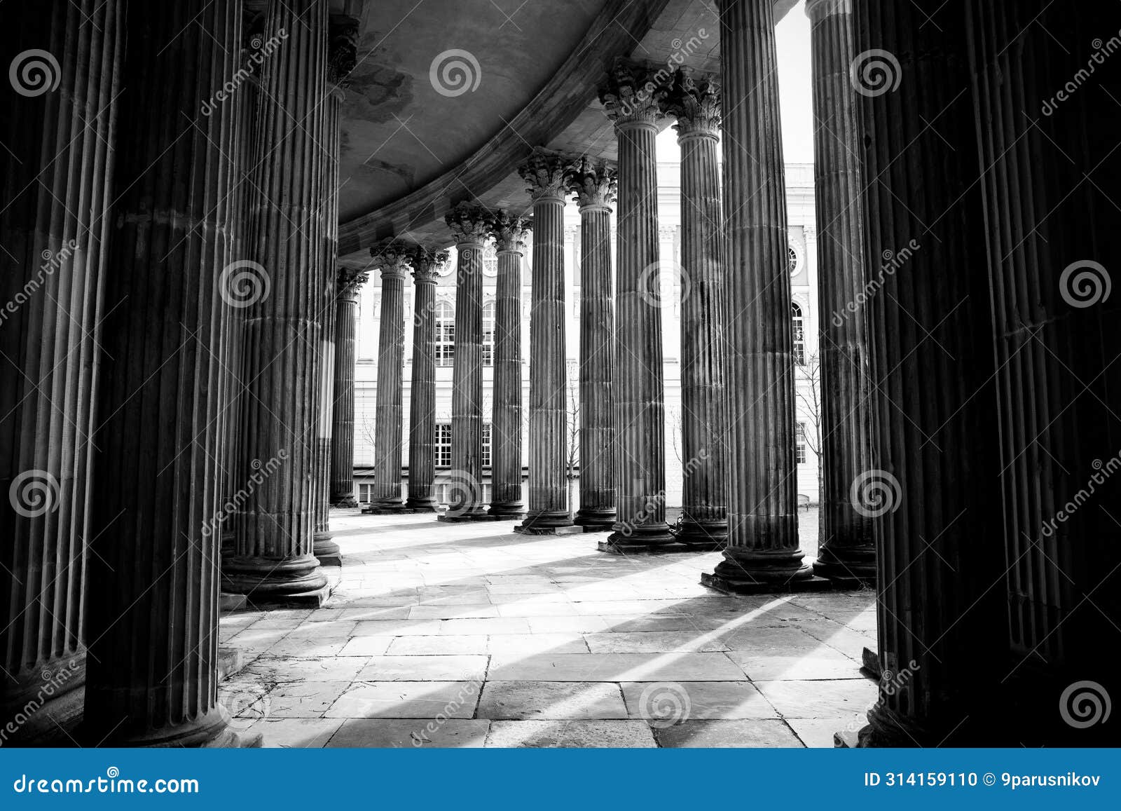 Classic Ancient Colonnade, the Row of Columns Stock Photo - Image of ...