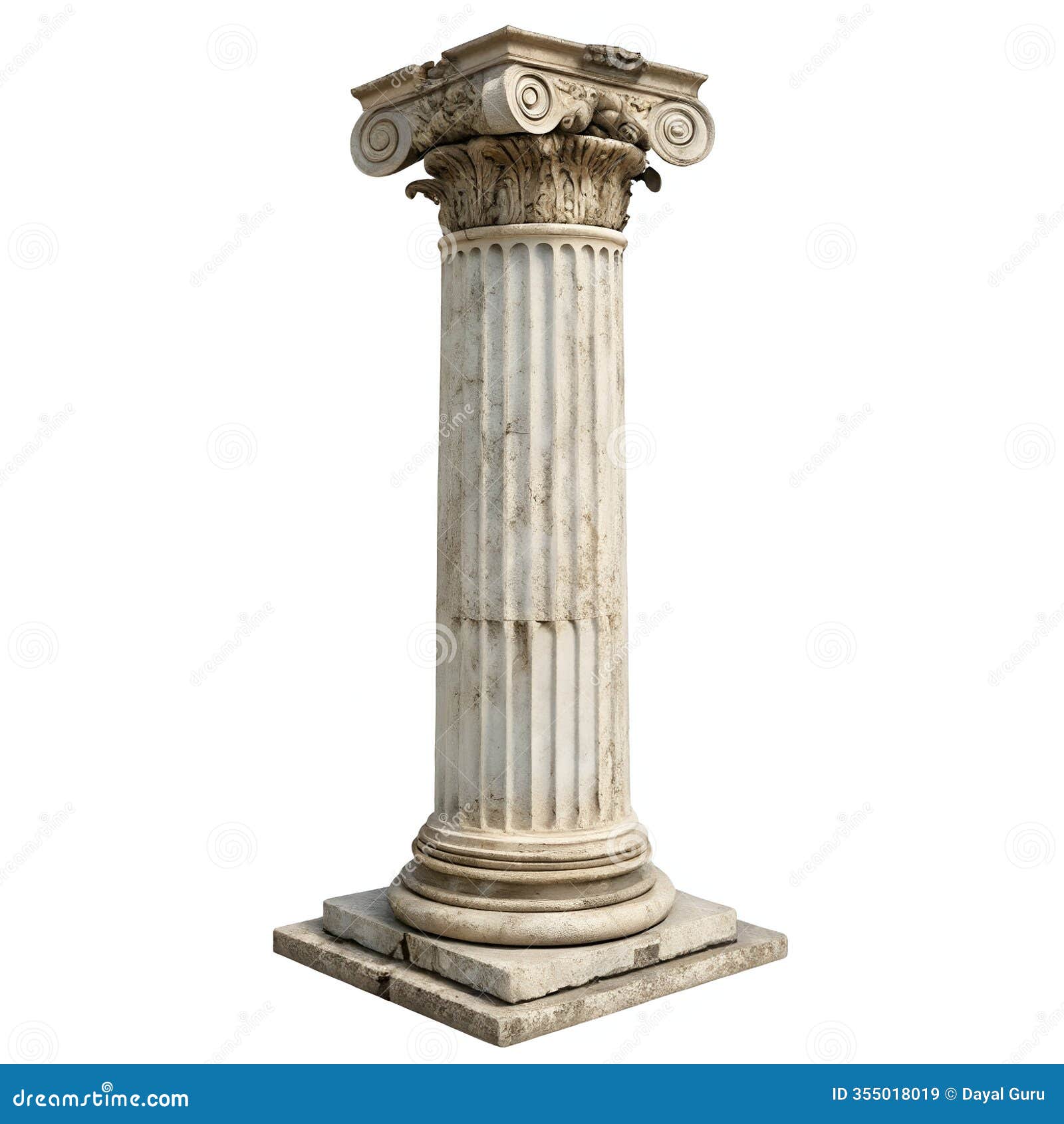 Classic Ancient Column Isolated on White Background Stock Image - Image ...