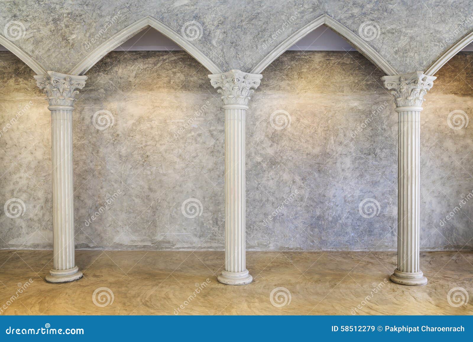 Classic Ancient Interior with Columns. Stock Image - Image of concrete ...