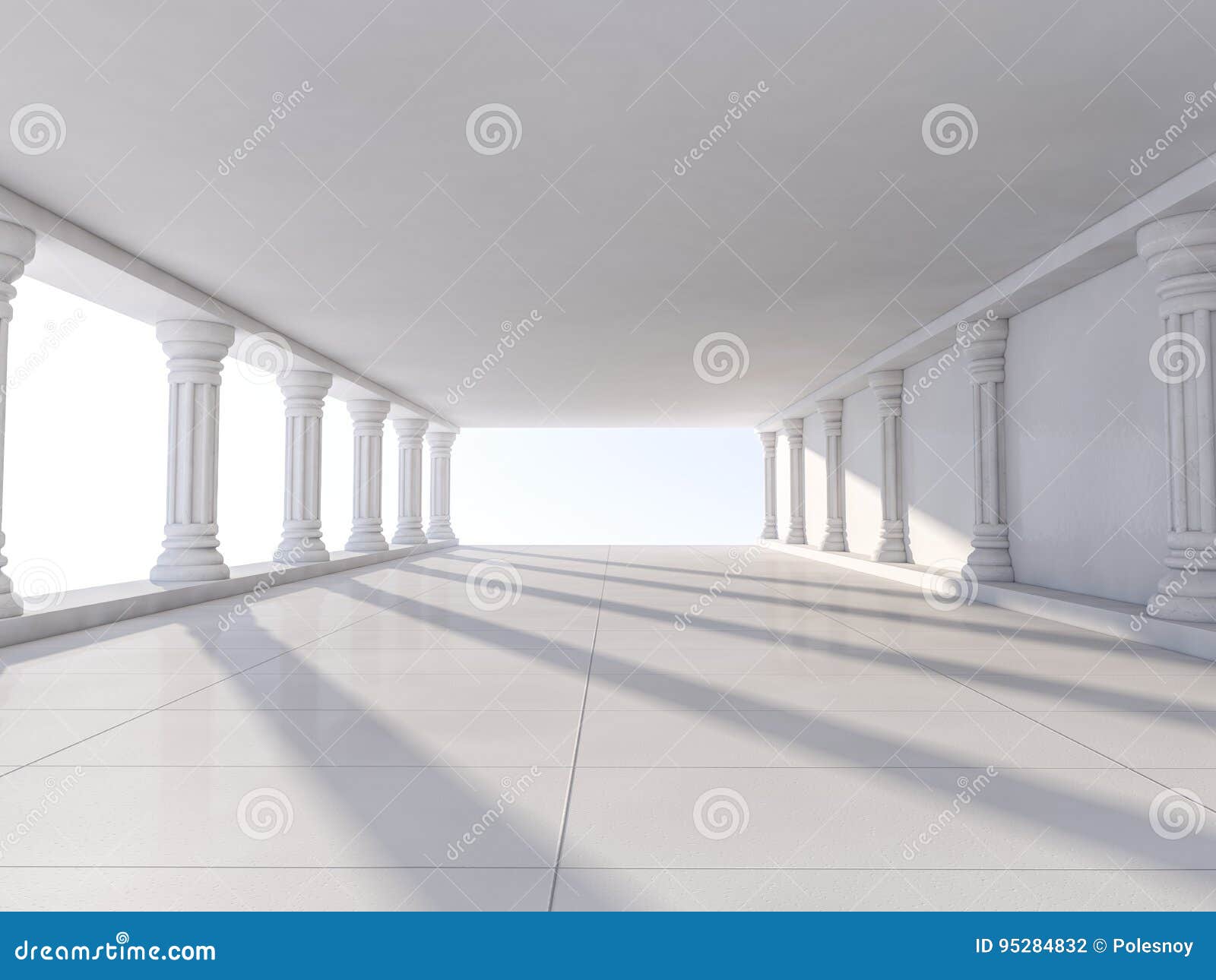 Classic Ancient Interior with Columns. 3D Stock Illustration ...
