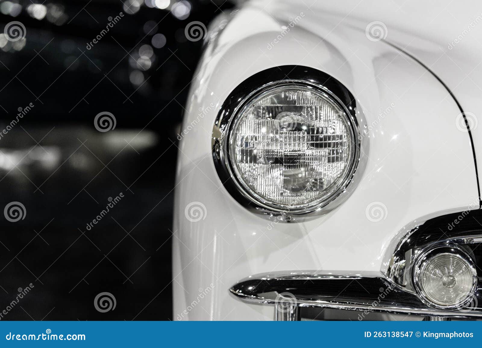 Classic Antique Car Headlight with Copy Space and Dark Background ...