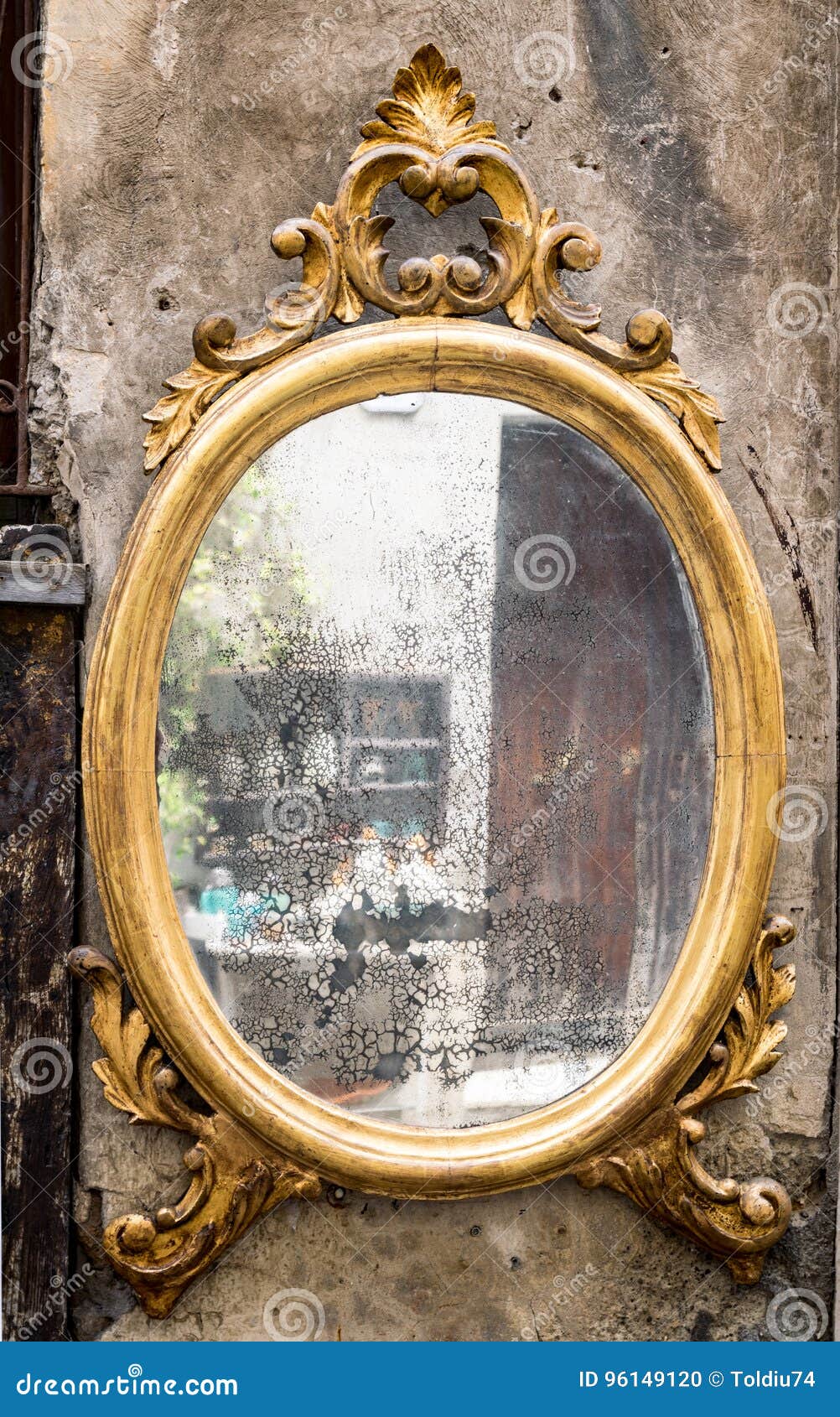 Classic Antique Mirror with Gilded Frame Stock Photo - Image of italian ...