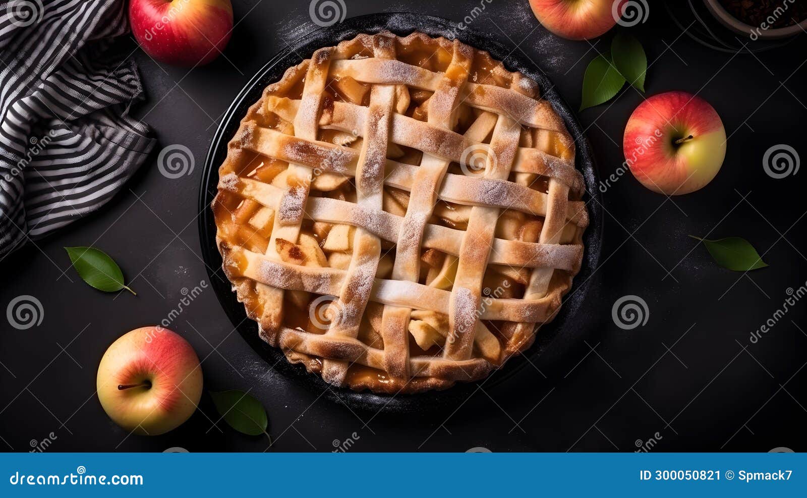 Classic apple pie top view stock illustration. Illustration of icing ...