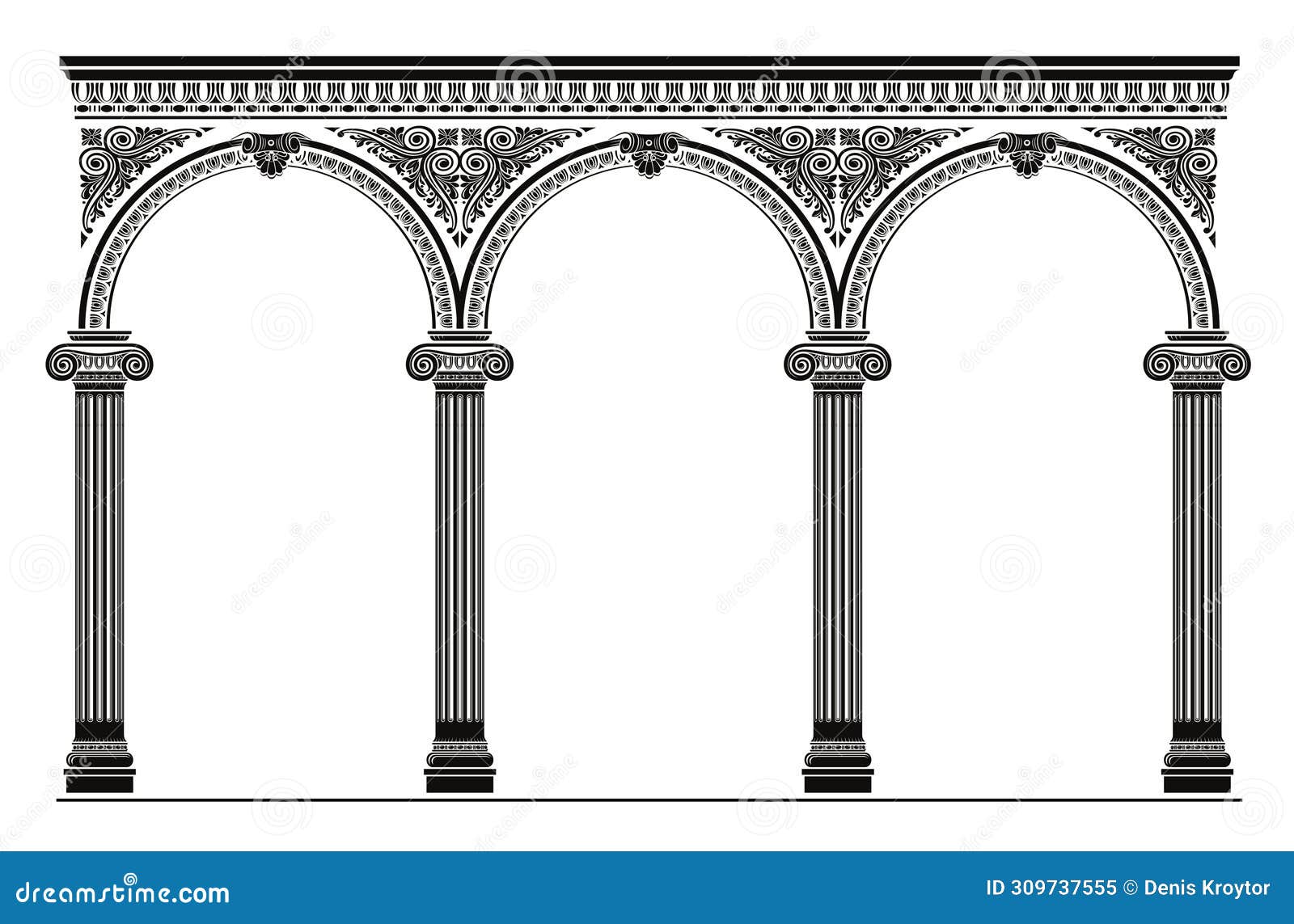 Classic Arcade Wall Colonade Facade Stock Vector - Illustration of ...