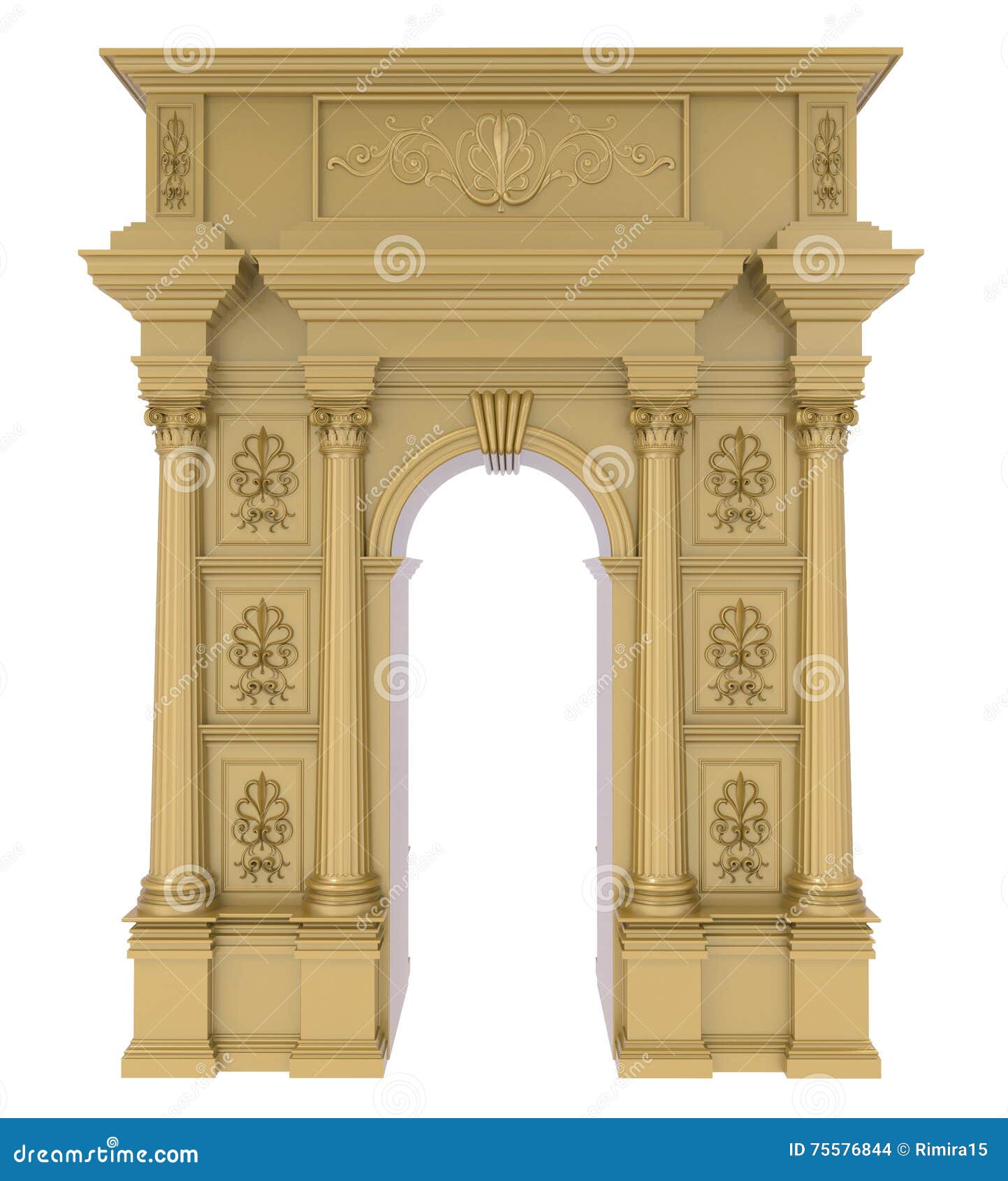 Classic Arch with Gilded Columns and Carvings Stock Illustration ...
