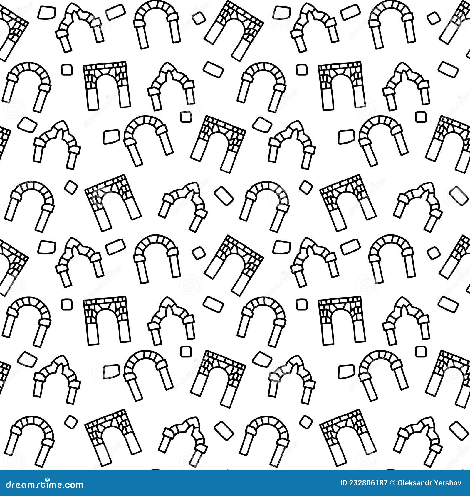 Classic Arch Line Vector Doodle Simple Seamless Pattern Stock ...