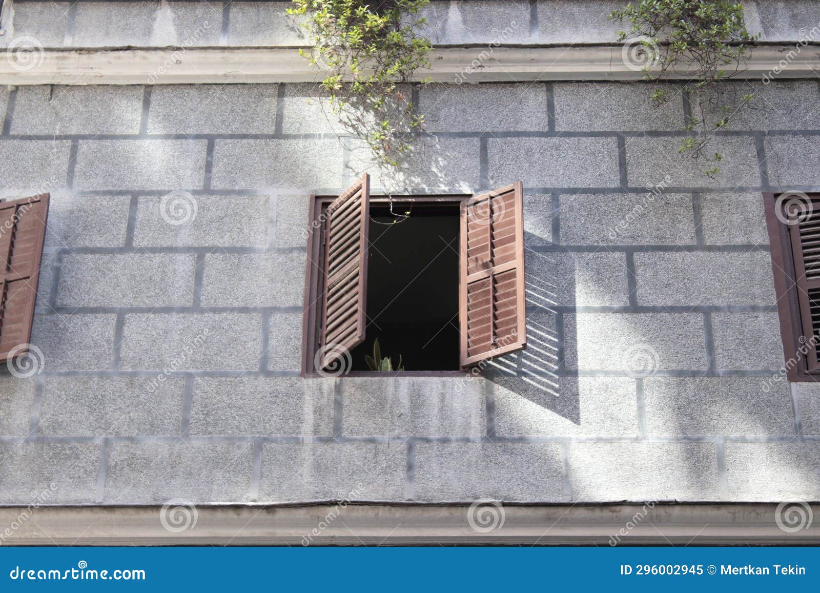 Classic Architecture with Retractable Wooden Windows Stock Image ...