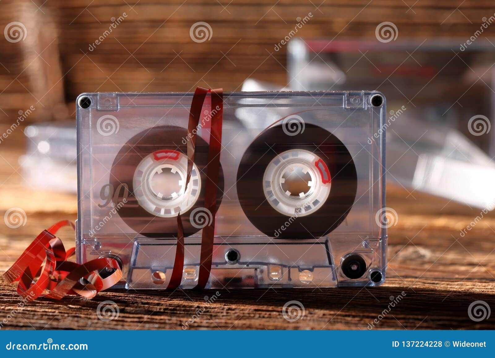 Classic Audio Cassette with Pulled Out of Tape Stock Photo - Image of ...